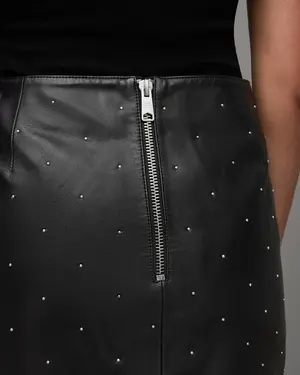 ALLSAINTS Lila Leather Pinstudded Mini Skirt
