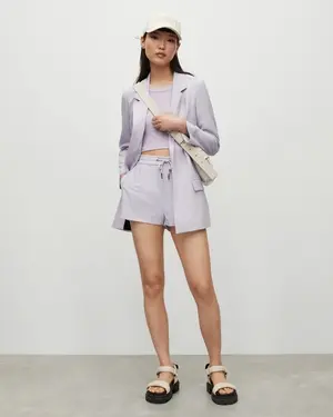 ALLSAINTS AllSaints Aleida Drawcord Waist Tailored Shorts Lady Lilac