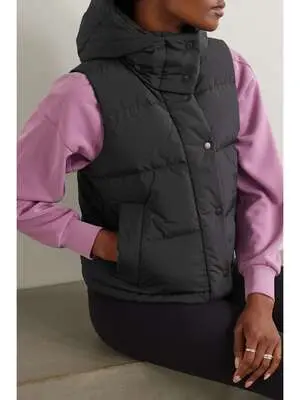 Lululemon Wunder Puff Cropped Hooded Quilted Recycled-glyde Down Vest - Black