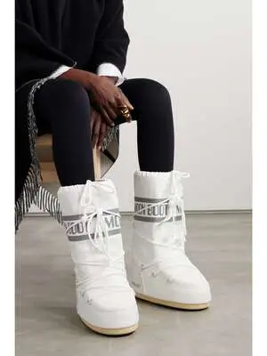 Moon Boot Icon Shell And Leather-like Snow Boots - White