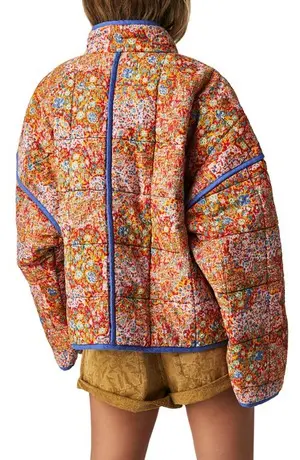 Free People Chloe Printed Quilted Jacket