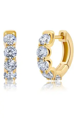 CRISLU Cubic Zirconia Hoop Earrings - Gold