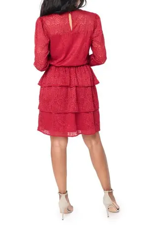 GIBSONLOOK Long Sleeve Tiered Lace Dress