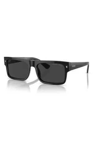 Prada 59mm Polarized Rectangle Sunglasses - Black