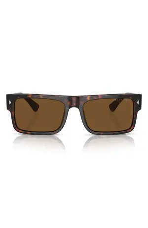 Prada Prada 59mm Polarized Rectangle Sunglasses Havana