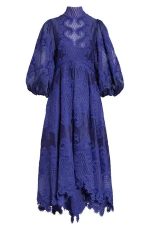 Zimmermann Brightside Embroidered Asymmetrical Midi Dress