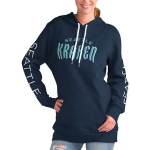 G-III 4HER BY CARL BANKS Deep Sea Blue Seattle Kraken Overtime Pullover Hoodie - Navy