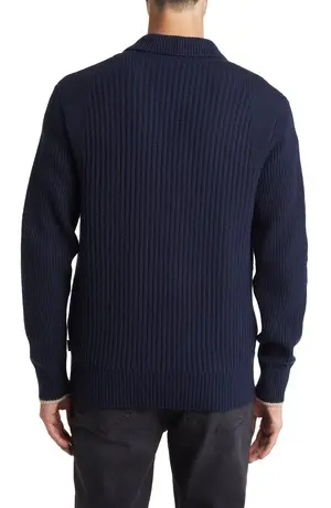 Ted Baker London Ademy Ribbed Wool Polo Sweater - Navy