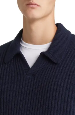 Ted Baker London Ademy Ribbed Wool Polo Sweater - Navy