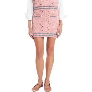 English Factory Chenille Miniskirt - Pink/ Grey
