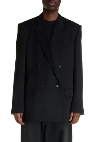 Balenciaga Regular Fit Double Breasted Wool Blazer