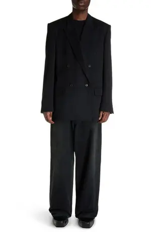 Balenciaga Regular Fit Double Breasted Wool Blazer