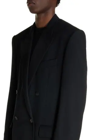 Balenciaga Regular Fit Double Breasted Wool Blazer
