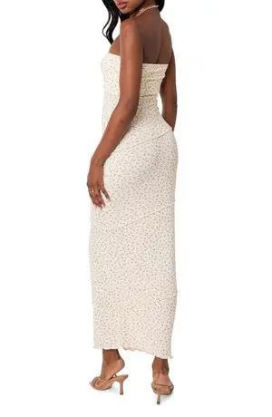 EDIKTED Lynn Rib Strapless Maxi Dress