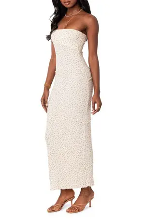 EDIKTED Lynn Rib Strapless Maxi Dress