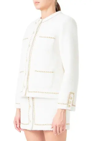 Endless Rose Chain Trim Jacket - White/gold