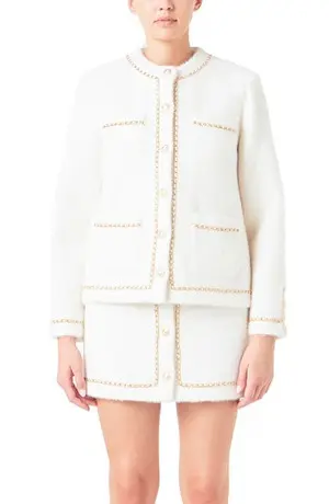 Endless Rose Chain Trim Jacket - White/gold