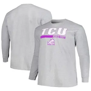 Profile Tcu Horned Frogs Big & Tall Two-hit Long Sleeve T-shirt - Gray