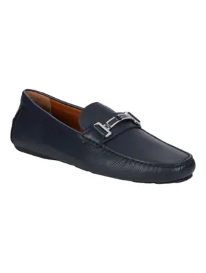 Bally Drulio 6211257 Navy Leather Loafer Shoes - Blue