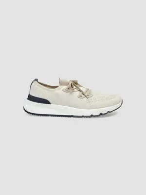 Brunello Cucinelli Stretch-knit Low-top Sneakers - Beige