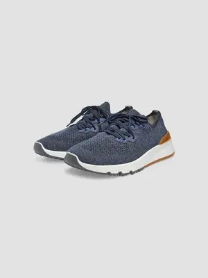 Brunello Cucinelli Stretch-knit Low-top Sneakers - Blue