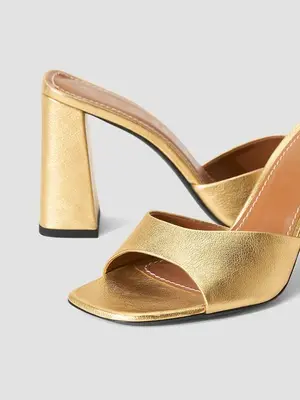 Staud Sloane 95mm Metallic Leather Sandals - Gold