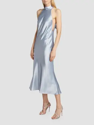 Galvan Bridal Sienna Satin Midi-dress - Ice Blue