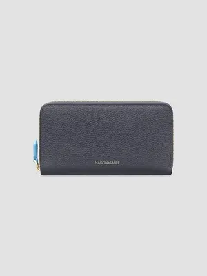 MAISON DE SABRE Long Leather Zip Wallet - Graphite Sky