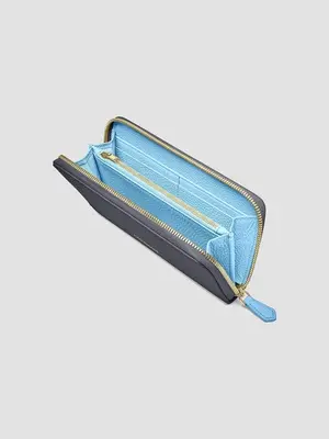 MAISON DE SABRE Long Leather Zip Wallet - Graphite Sky
