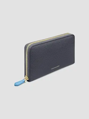 MAISON DE SABRE Long Leather Zip Wallet - Graphite Sky