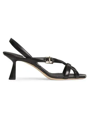 JIMMY CHOO Women's Jess 65MM Leather Sandals - Black  - Black