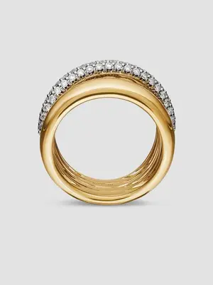 David Yurman Pavé Crossover Five Row Ring In 18k Yellow Gold