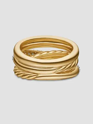 David Yurman Pavé Crossover Five Row Ring In 18k Yellow Gold