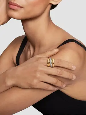 David Yurman Pavé Crossover Five Row Ring In 18k Yellow Gold