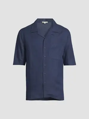 Onia Linen-blend Camp Shirt - Deep Navy
