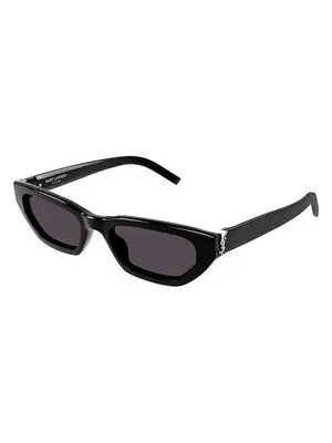 Saint Laurent Monogram Hinge 54mm Rectangular Sunglasses - Black