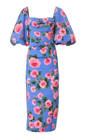 Carolina Herrera Floral Stretch-cotton Midi Dress