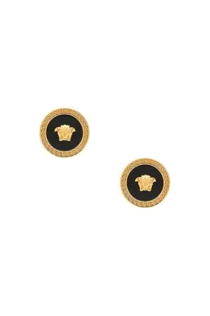 Versace Metal Cufflinks In Black - Black & Gold