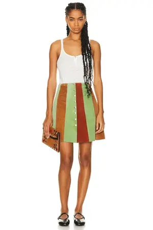 BODE Suede Snap Skirt