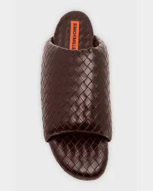 SIMONMILLER Bubble Vegan Woven Slide Sandals - Chocolate