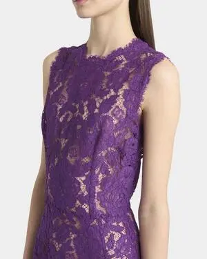 Dolce & Gabbana Floral Lace Midi Dress - Purple