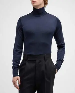 John Smedley Men's Richards Wool Turtleneck Sweater - Midnight
