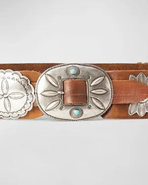 Ralph Lauren Casted Concho Leather Belt - Brown