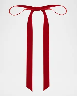 JENNIFER BEHR Jennifer Behr Aida Velvet Bow Barrette Rouge