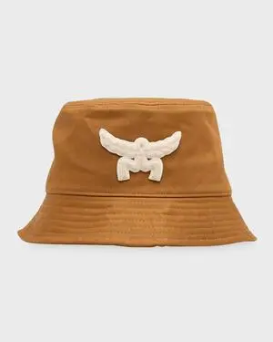 Mcm MCM Essential Appliqué Cotton Bucket Hat - Cognac