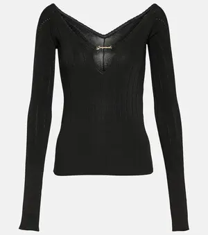 Jacquemus Le Haut Pralu Ribbed-knit Top - Black