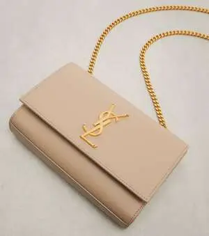 Saint Laurent Kate Small Leather Shoulder Bag - Beige