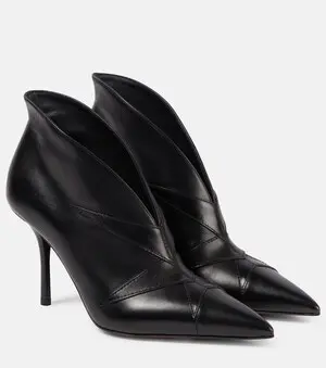 Alaïa Leather Ankle Boots - Black
