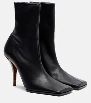 Alaïa Leather Ankle Boots - Black