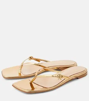 GIANVITO ROSSI Mirrored Leather Thong Sandals